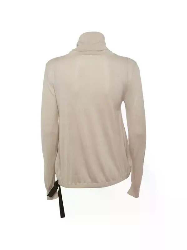 Max Mara Beige Ribbed Turtleneck Sweater