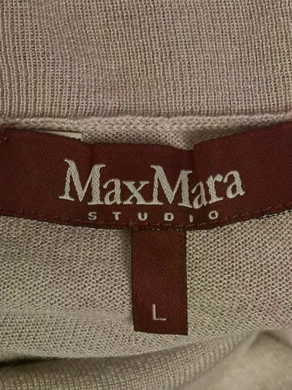 Max Mara Beige Ribbed Turtleneck Sweater