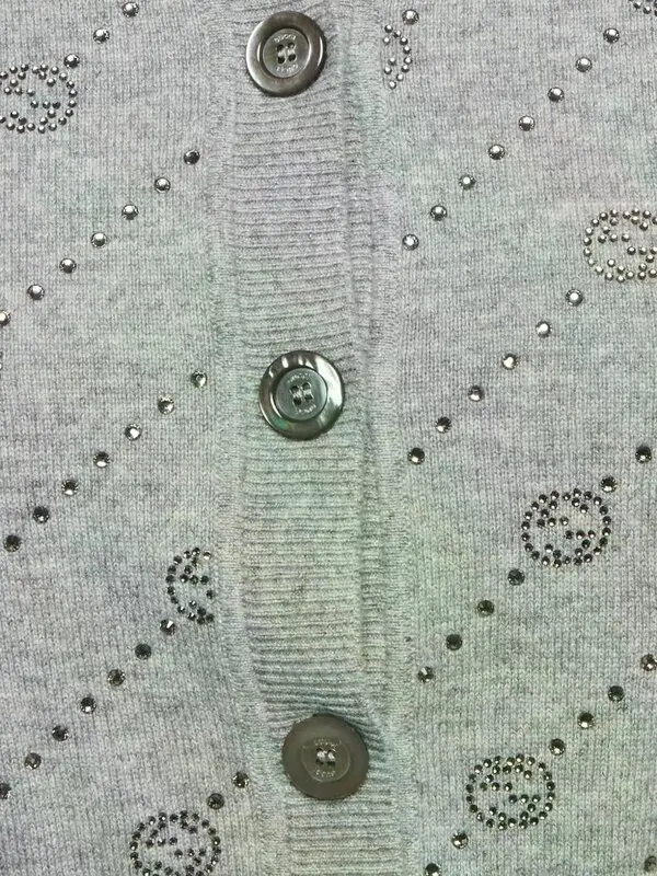 Gucci Embellished Monogram Cardigan - Grey