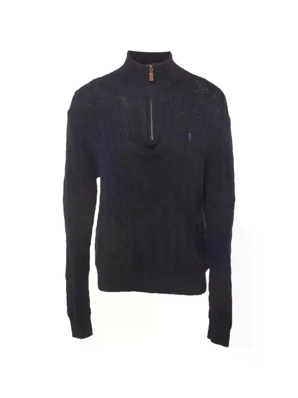 Polo Ralph Lauren Navy Cotton Cable Knit Quarter-zip Sweater