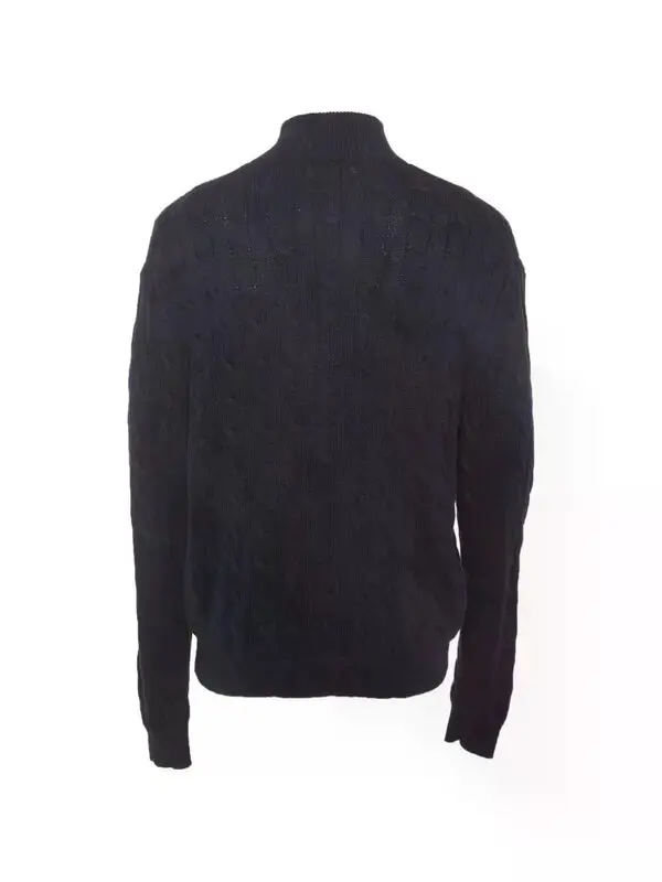 Polo Ralph Lauren Navy Cotton Cable Knit Quarter-zip Sweater