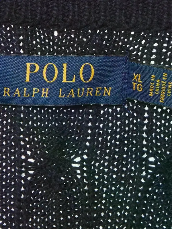 Polo Ralph Lauren Navy Cotton Cable Knit Quarter-zip Sweater