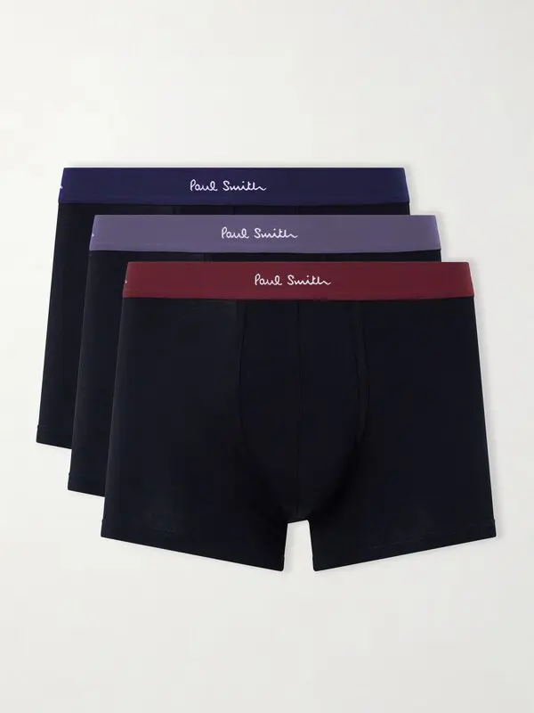 Paul Smith Three Pack Stretch Organic Cotton-jersey Boxer Briefs - Black