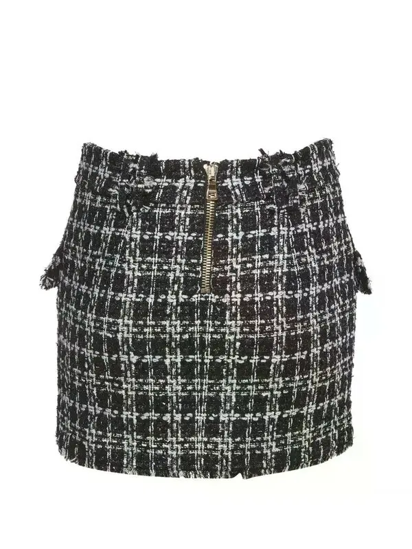 Balmain Belted Tweed Mini Skirt - Black