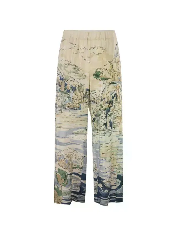 Max Mara Curva Printed Silk Trousers