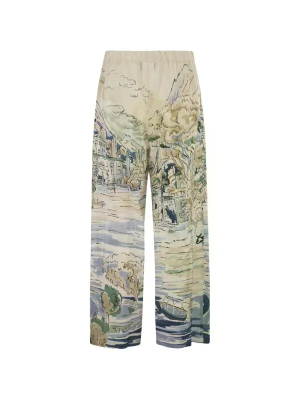 Max Mara Curva Printed Silk Trousers