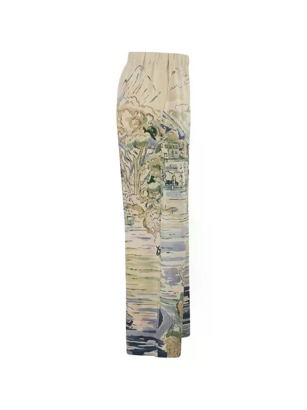 Max Mara Curva Printed Silk Trousers