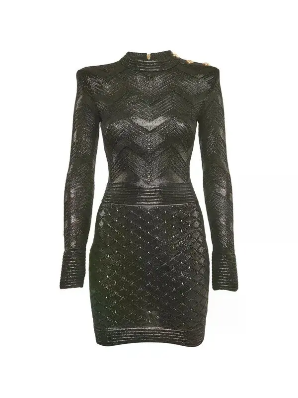 Balmain Chevron Diamond Knit Mini Dress