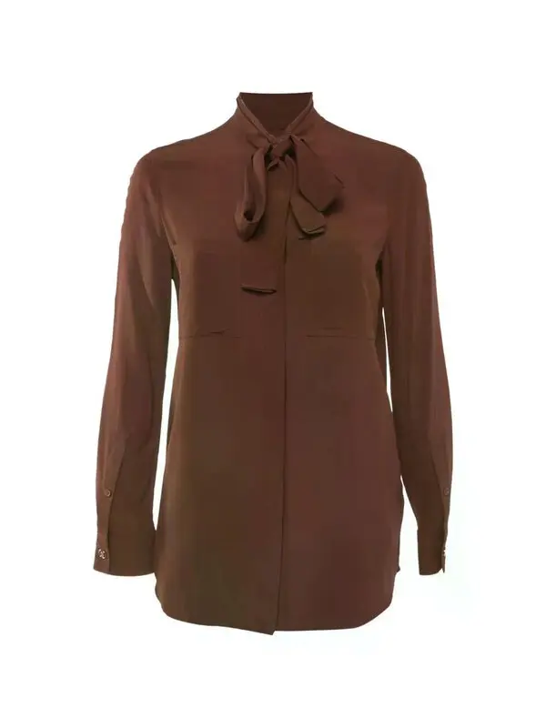 Burberry Long-sleeve Shirt With Neck Tie Detail