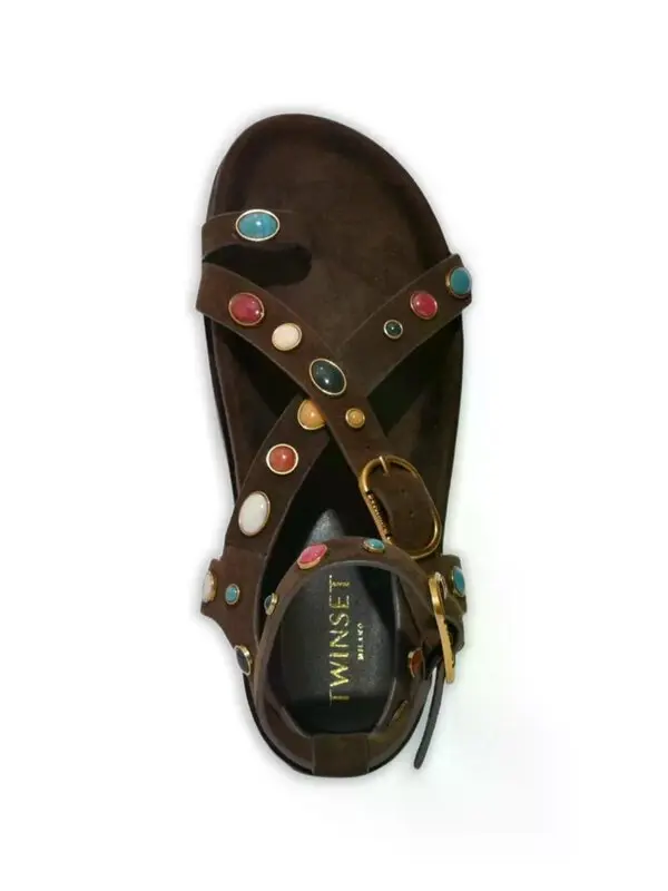 TWINSET Cabochon-embellished Suede Sandals