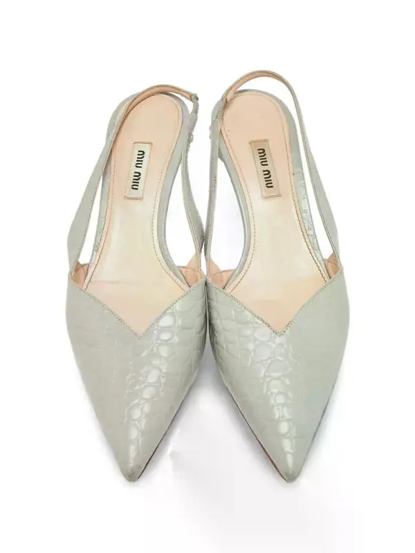 Miu Miu Croc-embossed Slingback Pumps