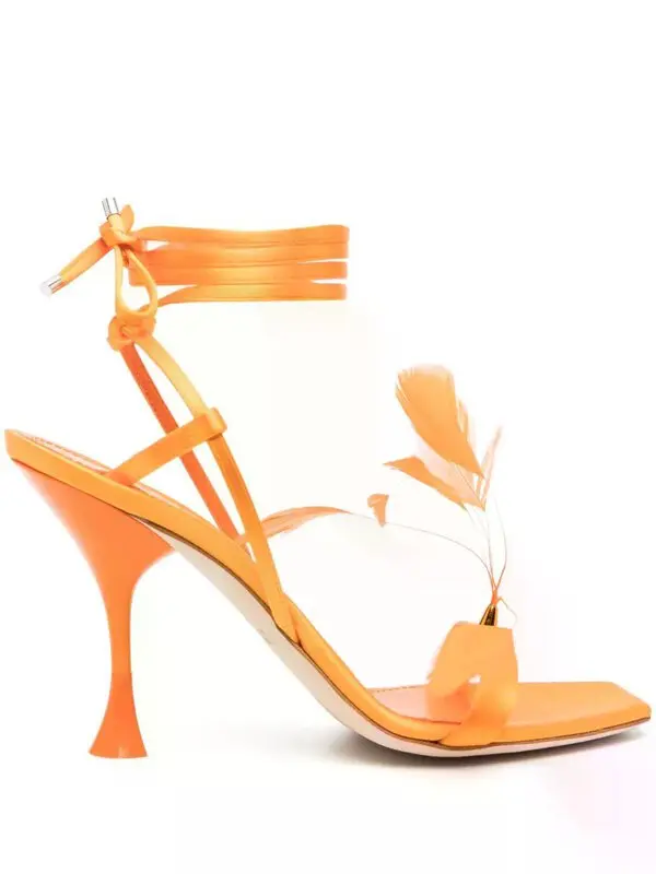 3JUIN Kimi Feather Satin Sandals