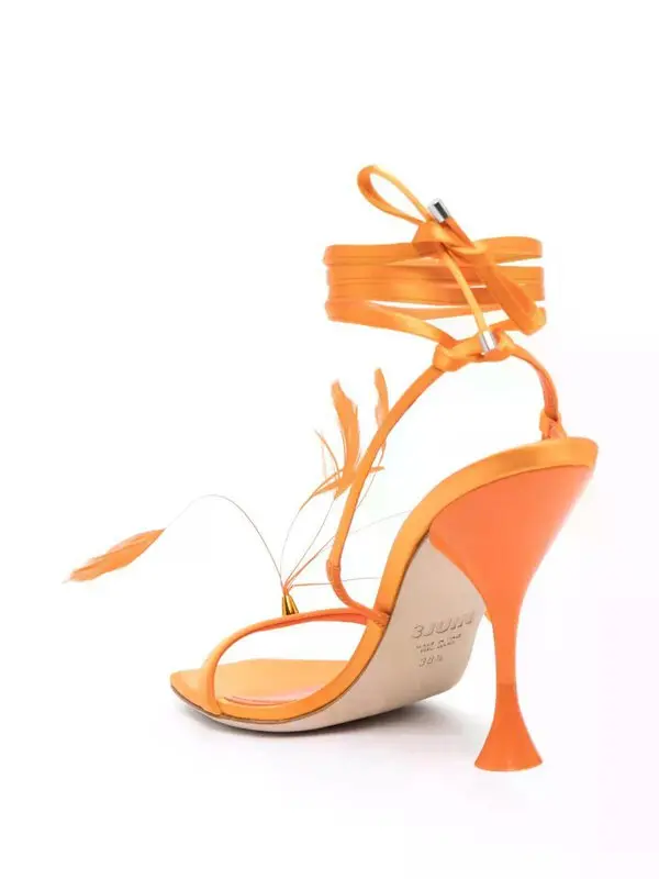 3JUIN Kimi Feather Satin Sandals