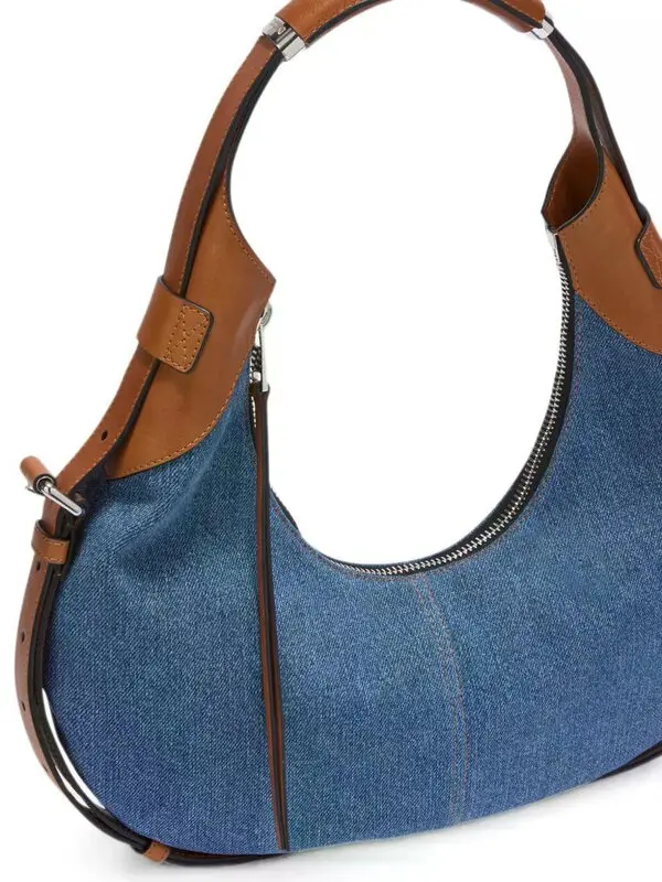 Moschino Denim Shoulder Bag With Leather Trim - Blue