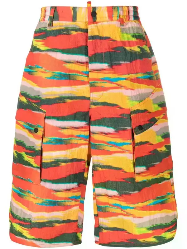 Dsquared2 Abstract Print Cargo Shorts - Orange