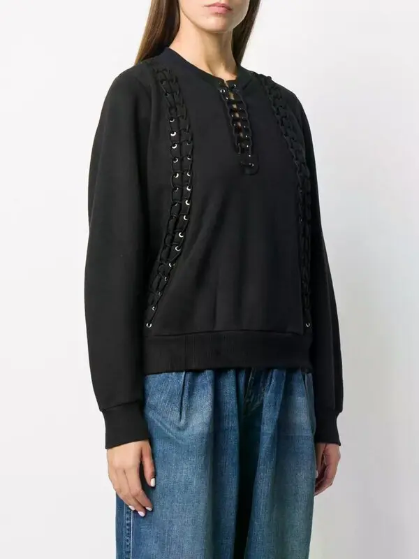 DIESEL® Lace-up Rib-trimmed Sweatshirt