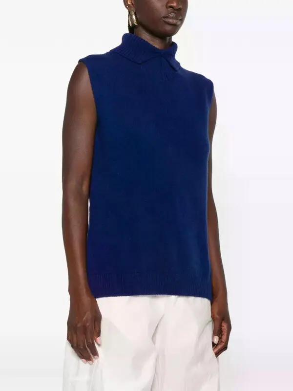 JIL SANDER Ribbed Knit Vest - Blue