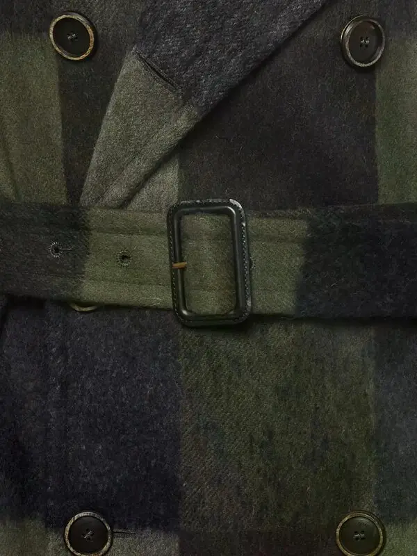 FERRAGAMO Double-breasted Check Wool Coat
