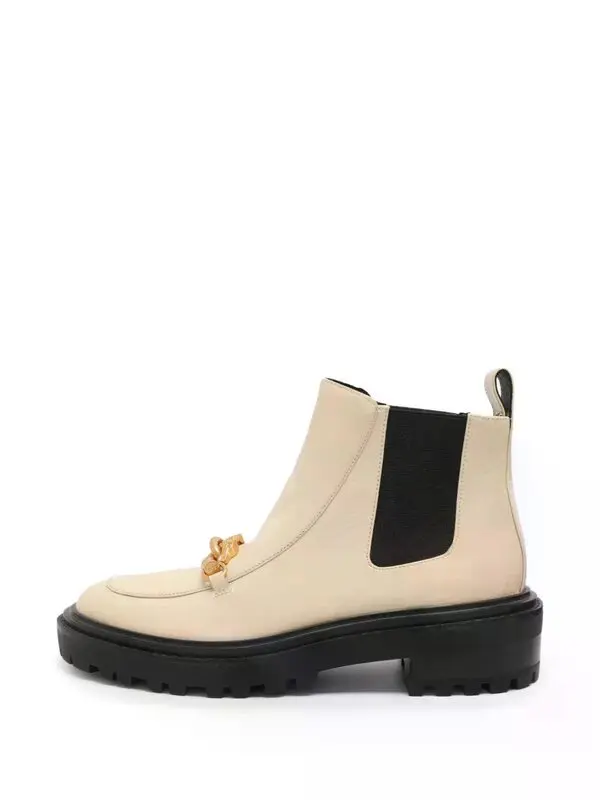 Tory Burch Jessa Chelsea Boots With Gold-tone Chain Detail