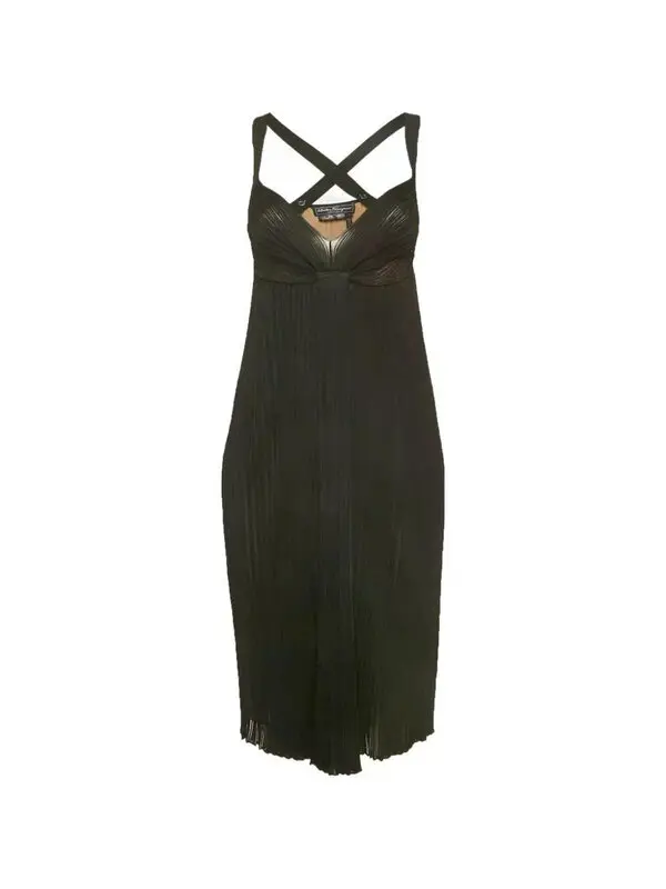FERRAGAMO Ribbed-knit Crossover-strap Dress