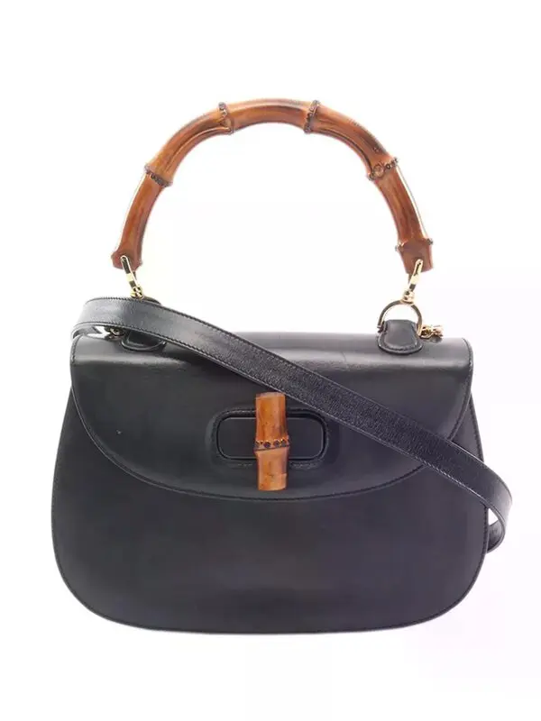 Gucci Calfskin Bamboo Night Satchel - Black