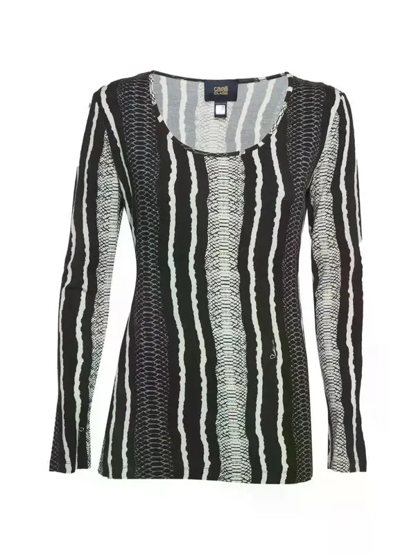 Roberto Cavalli Snakeskin Print Long Sleeve Top