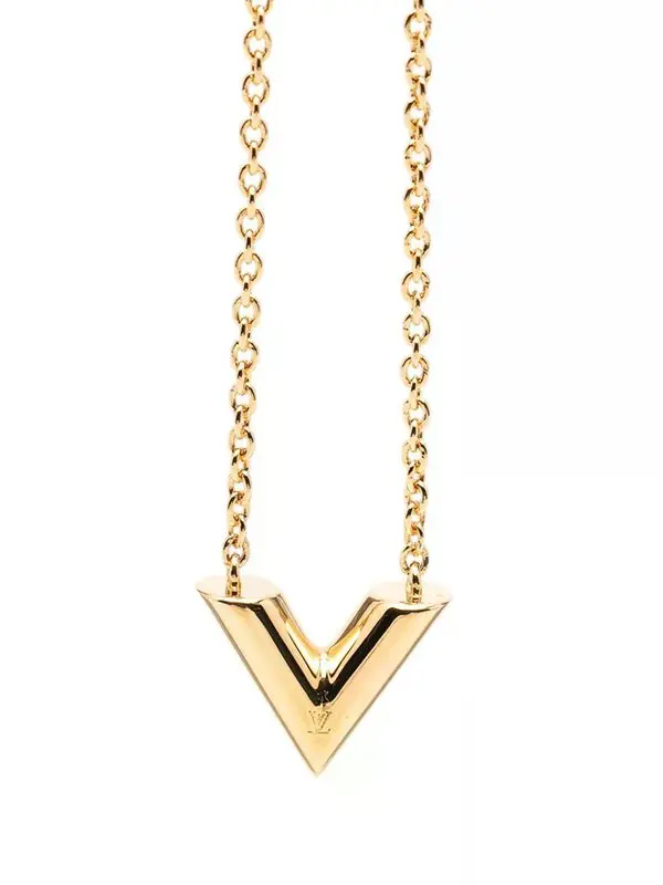 LOUIS VUITTON Essential V Pendant Necklace - Gold