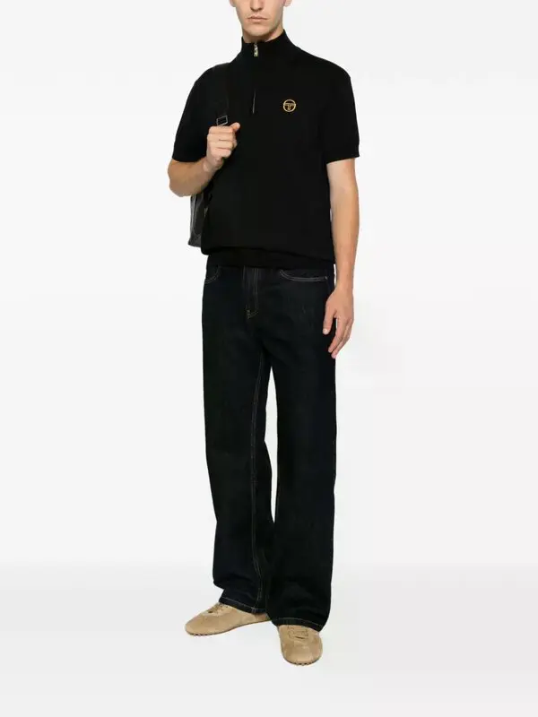 SERGIO TACCHINI Logo-embroidered Zip-neck Polo Shirt