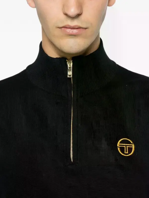 SERGIO TACCHINI Logo-embroidered Zip-neck Polo Shirt