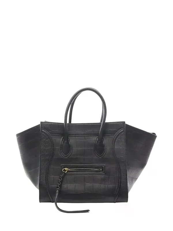Celine Crocodile-embossed Leather Phantom Luggage Tote Bag - Black