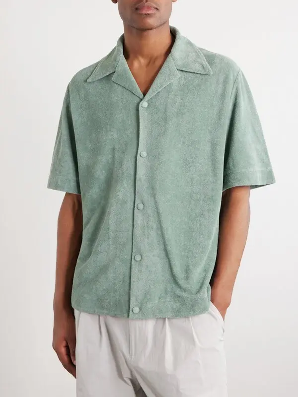 JIL SANDER Camp-collar Cotton-terry Shirt