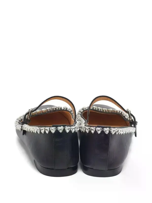 Mach & Mach Crystal-embellished Leather Flat Mary Jane Pumps