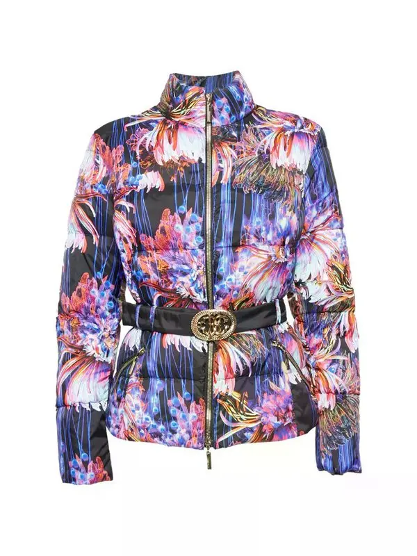 Roberto Cavalli Floral Print Quilted Puffer Jacket