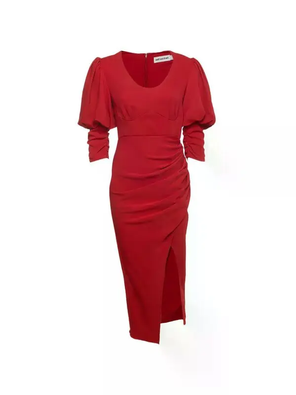 SELF-PORTRAIT 2021 Draped Side-slit Midi Dress