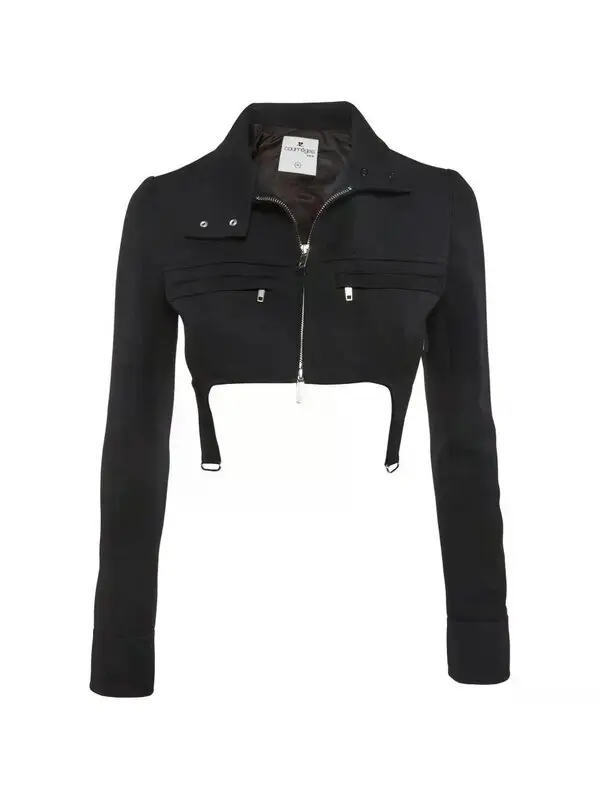 COURREGES Crepe Cropped Jacket With Suspender Detail