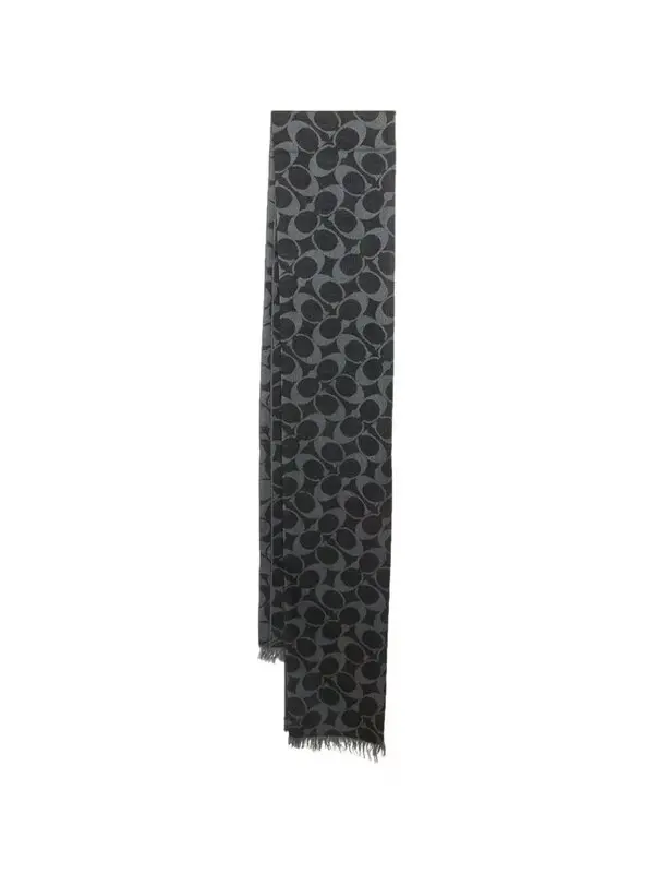 COACH VINTAGE Fringed Monogram Scarf - Black
