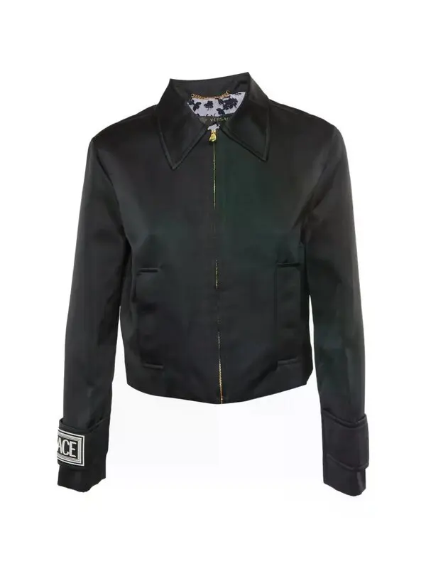Versace Satin Cropped Zip-up Jacket