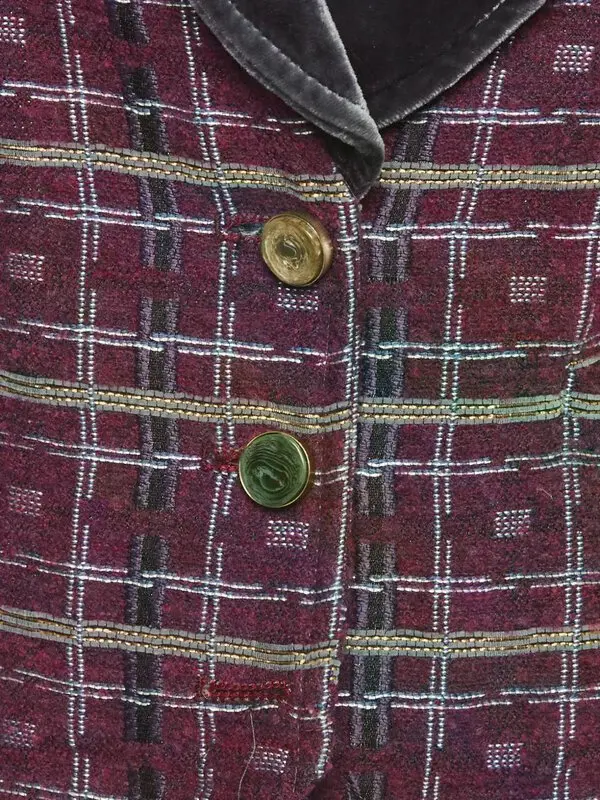 Etro Checked Tweed Velvet Collar Vest