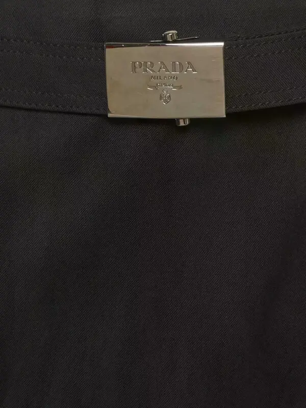 Prada Belted Gabardine Pencil Midi Skirt