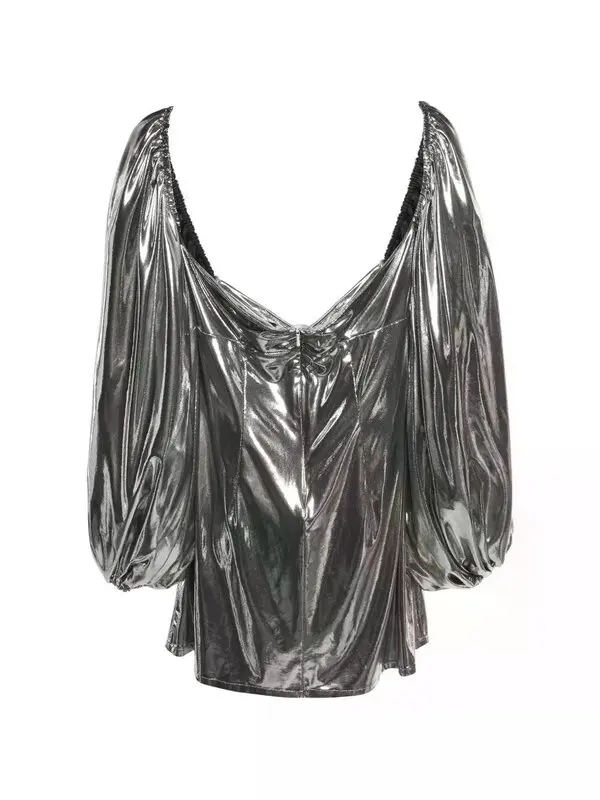 Attico Lamé Off-shoulder Mini Dress