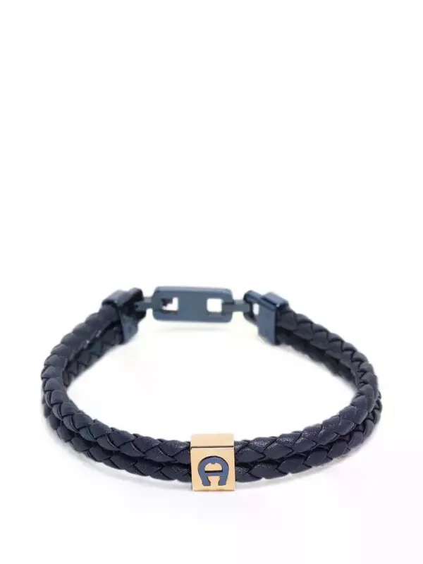 AIGNER Logo-embossed Leather Bracelet - Blue