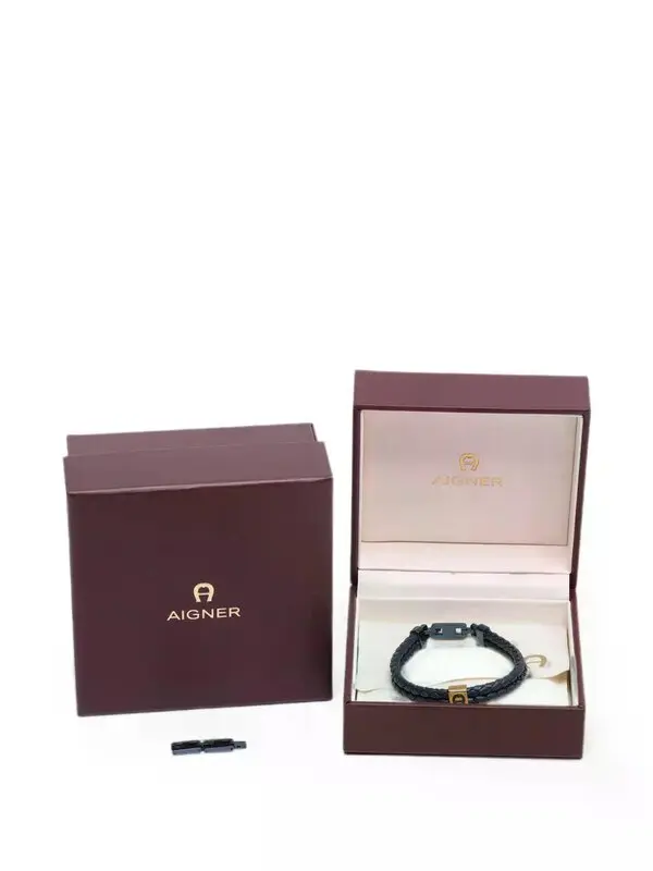 AIGNER Logo-embossed Leather Bracelet
