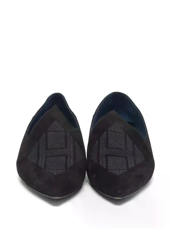 Hermès Embroidered Suede Slippers