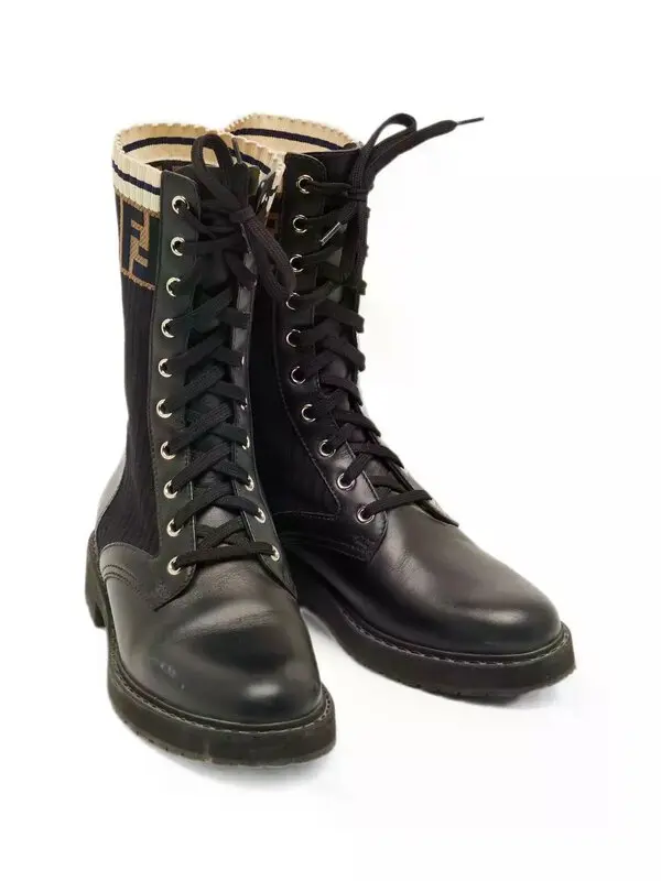 Fendi Rockoko Zucca Combat Boots