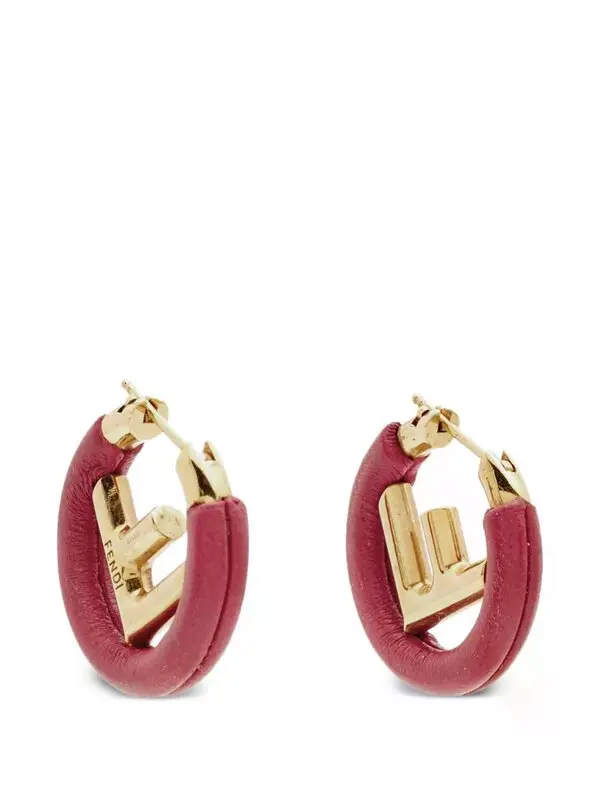Fendi Leather Hoop Earrings - Red