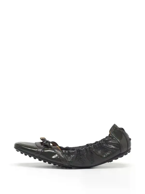 TOD'S Lizard-embossed Bow Ballet Flats