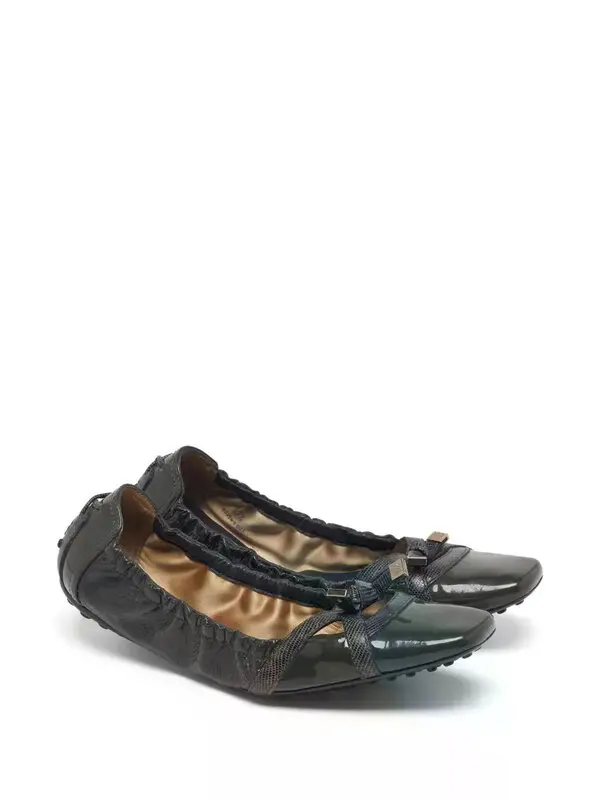 TOD'S Lizard-embossed Bow Ballet Flats