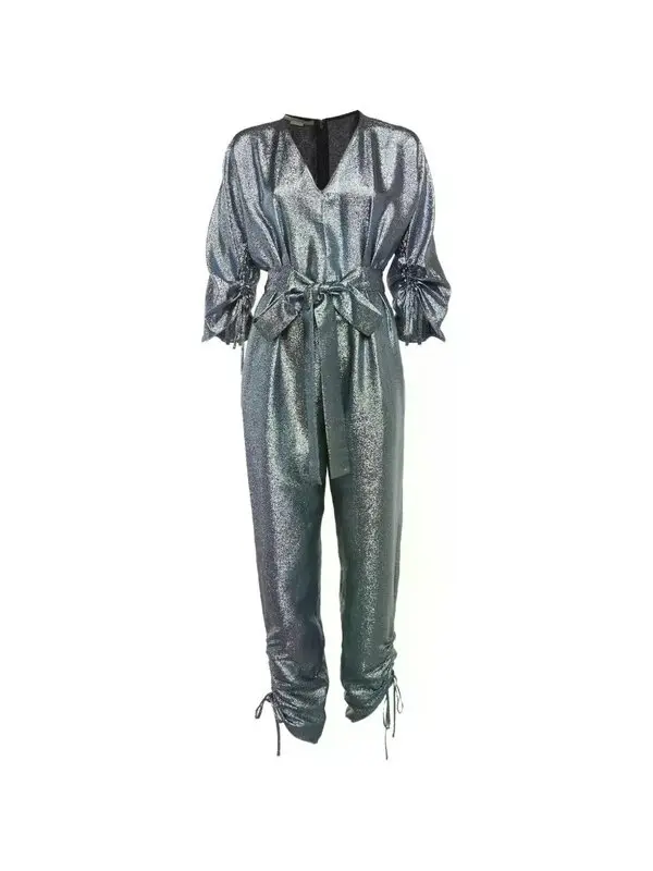 Stella McCartney Belted Lamé Jumpsuit - Blue