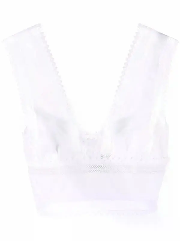 Alberta Ferretti Embroidered Cropped Top - White