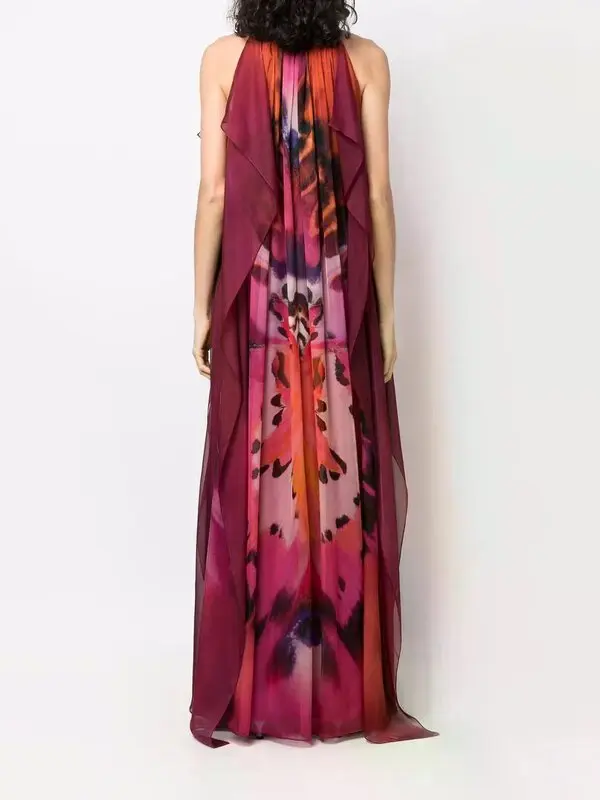 Alberta Ferretti Graphic Print Silk Gown